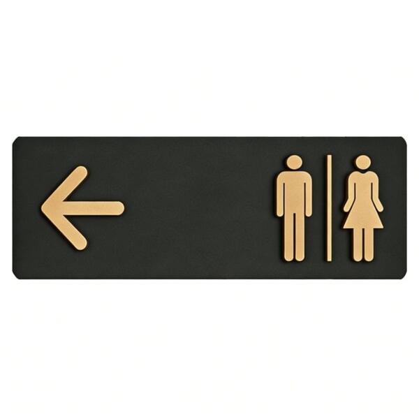 Gloteki トイレサイン 矢印 左 30x10cm プレート ゴールド アクリル製 トイレ標識 おしゃれ 貼付け 男女 お手洗い表示 ルームサイン 壁 引き戸 自宅 新築 リフォーム 賃貸 オフィス 店舗 ホテル カフェ 北欧商品コード...