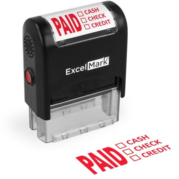 ExcelMark Paid Cash Check Credit - セルフインクラバースタンプ - A1539 赤インク商品コード：49081140530型番：A1539-PAIDCASHCHECKCREDITサイズ：Stamp Only...