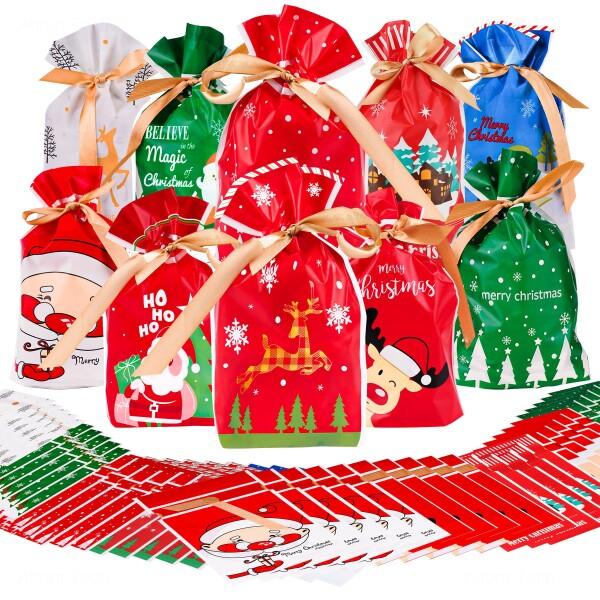 NiHome 10柄50枚セット ラッピング袋 クリスマス ラッピング お菓子袋 キャンディバッグ 小分け袋 クリスマスプレゼント 袋 ラッピング ギフトバッグ サンタ 雪だるま 手作り ギフト商品コード：49081141134型番：gif...