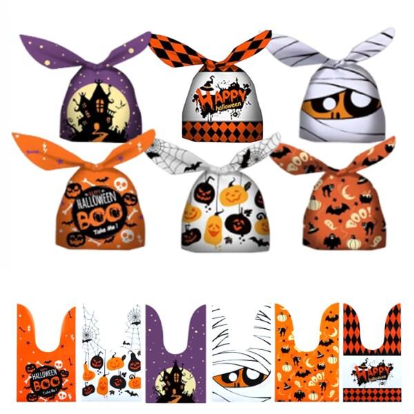CHENLONB ハロウィン 袋 60個セット 6柄 かぼちゃ おばけ キャンディバッグ お菓子袋 うさぎ耳 ギフトバッグ ハロウィン ラッピング用品商品コード：49081141280型番：YUJNB079サイズ：23×14 cmカラー：1...