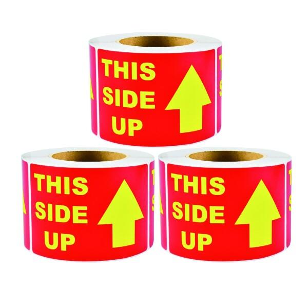 ZERONOWA This Side Up シール 荷札 注意 英語表記 900枚 黄色文字 梱包用 (900)商品コード：49081141425型番：SK3366サイズ：7.6×4.6cmカラー：レッド7.6×4.6cmの大きめサイズで、...