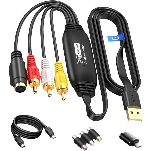 avedio links USB2.0 キャプチャーボード 1080P対応 VHS・VCR・8mmビデオ・DVDダビング パソコン取り込み RCA＋S-Video入力 ビデオキャプチャー Windows/Mac対応 USB変換アダプター・S...