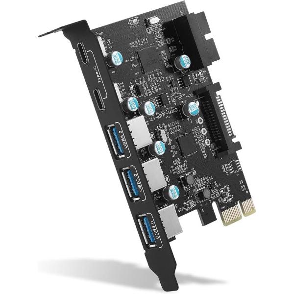 Farboko USB 3.0 PCI-E 拡張カード, 5Gbps高速転送, USB-A x3ポート,Type-C x2ポート, 内部19ピンヘッダー搭載, Windows/Linux対応 PCIマザーボード用商品コード：49081141...