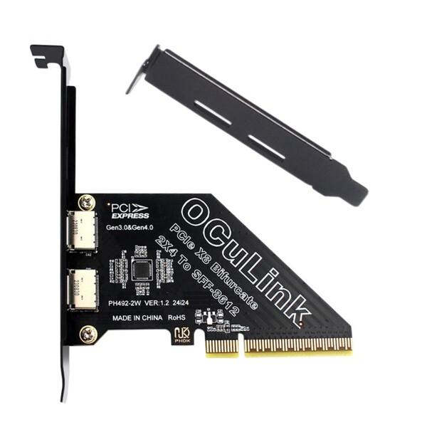 PCI-Express 4.0 PCIE 8x 取り外し可能、デュアル Oculink SFF-8612 SFF-8611 VROC Raid0 アダプター、U.2 SSD eGPU 外付けグラフィックカードドック用商品コード：490811...