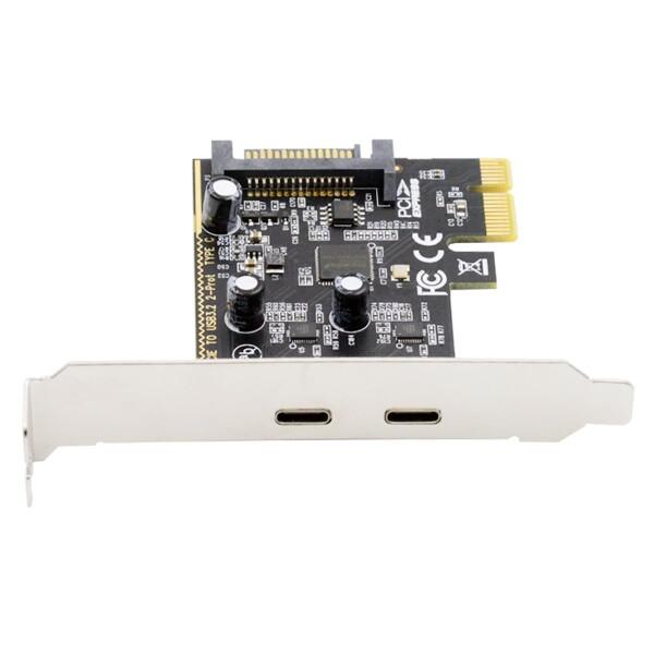 5Gbps USB3.1 Gen1 デュアル Type-C USB-C メス - PCI-E Express 1x カード アダプター ASM1042 チップセット、ロープロファイル ブラケット付き商品コード：49081141680型番：U...