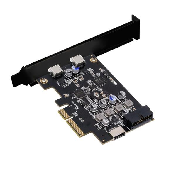 NFHK Type-E USB 3.1 フロントパネルソケット &amp; USB3.0 19ピン/20ピン &amp; デュアルType-C USB-C - PCI-E Expressカードアダプター ASM3142 VL822商品コード...