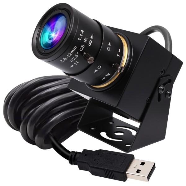 ELP グローバルシャッター USBカメラ 手動ズームウェブカメラ 5mp 50fps 高速 5-50mm 可変焦点 CSマウント WEBカメラ 1440P 60fps ライトバーン 望遠Webかめら UVC USB2.0 接写 バリフォー...