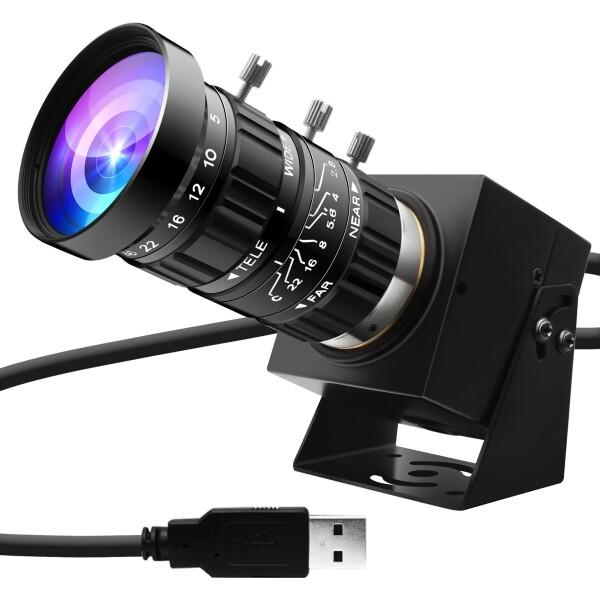 ELP 0.0001Lux低照度USBカメラ マニュアルズームウェブカメラ200万画素5-50mm可変焦点Webかめらコンピューター用高速UVC USB2.0 PCカメラH.264デスクトップコンピューター用産業用セキュリティWebカメラ1...