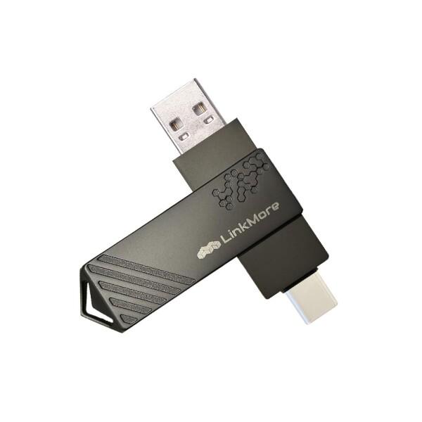 LinkMore 512GB USBメモリ 2in1 OTG対応 Type-A &amp; Type-C 360度回転式 合金製商品コード：49081141906型番：1サイズ：512GBカラー：ブラックインターフェース:USB 3.2 /...