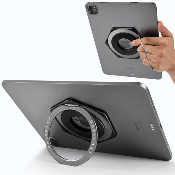 nediea タブレット スタンド 卓上 ipad スタンド 360度調整可能 軽量 薄いリング型リング タブレットホルダー 横置き 縦置き 持ち運び便利 折り畳み可能 貼り付け アルミニウム製 取り付け簡単 全機種対応 (ブラック)商品コ...