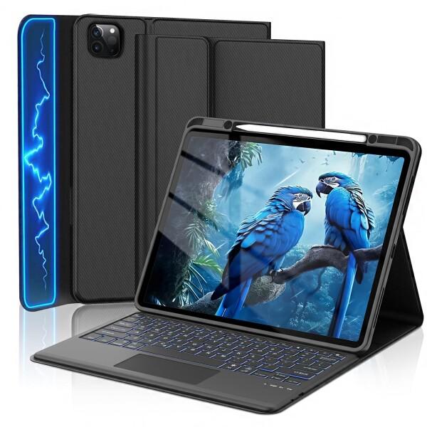 iPad Air 13インチ (M3 2025/ M2 2024) iPad Pro 12.9インチ 第6/5/4/3世代 キーボード タッチパッド付き 7色バックライト 着脱式 軽量 薄型 磁気吸着 オートスリープ機能 ペン収納 耐衝撃 ...