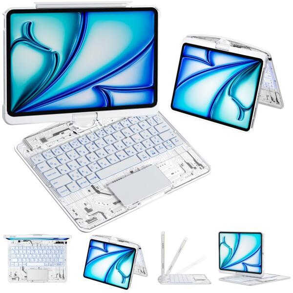 Sencela iPad用キーボード付きケース iPad Pro 13インチ(M5)/(M4) 対応 JIS日本語配列キーボードケース Bluetooth5.3 Type-C充電式 360度回転・高精度トラックパッド搭載 7色バックライト・...