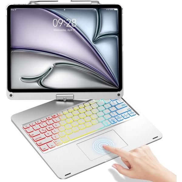 (業界独創な設計・360°回転) iPad Air13インチ キーボード M3 2025 M2 2024 iPad Pro 12.9 キーボードケース 第6/ 5/4/3世代対応 高精度タッチパッド付き 7色バ ックライト ipad pro...