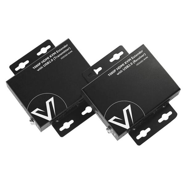 AV Access HDMI KVM USB エクステンダー オーバー Cat5e/6/6a/7 260ft/80m、2 USB 2.0 ポート、プラグ アンド プレイ、ドライバー不要、すべてのオペレーティング システム、キーボード、マウス...