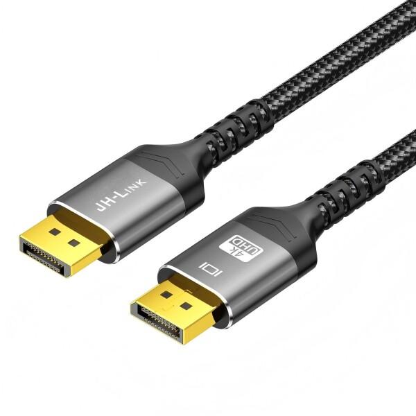 JH-LINK 8K DisplayPort 1.4 ケーブルDP to DP 8K@60Hz/4K@144Hz/2K@240Hz 32.4Gbps高速伝送 音声同期出力 HDR/eARC対応 コットン編み PC/テレビ/モニター用 ASU...