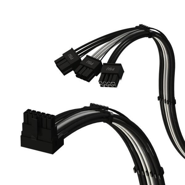 LINKUP - AVA レフトアングル PCIE 5.0 16ピン（12+4ピン）to 3x8ピン | 16AWG スリーブ付き | RTX50・RTX40・RTX30 FE と互換性あり | Corsair/ThermalTake PS...