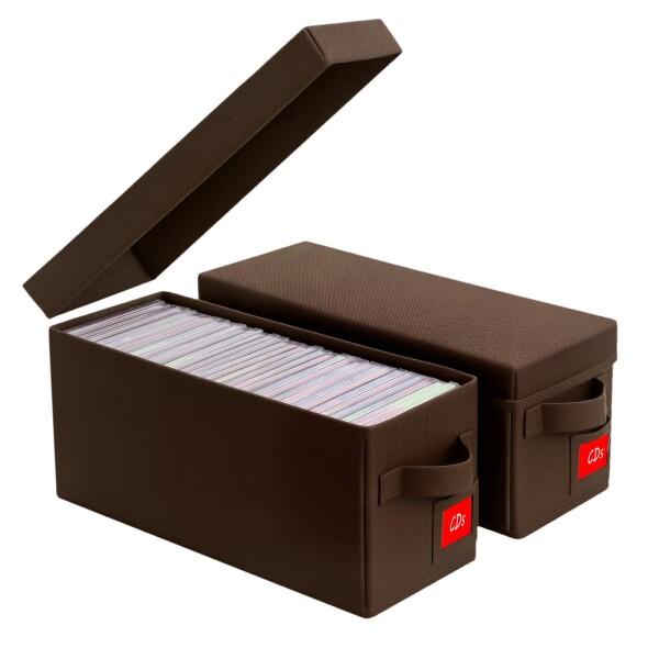 Tapetinel 2点セット ブラウン 厚手不織布 CD 収納ボックス ― 標準 CD ケース 35枚 収納可能 | 防塵カバー付き &amp; スタッキング対応商品コード：49081142787型番：JP-TN-F-C-2【厚手不織布素...