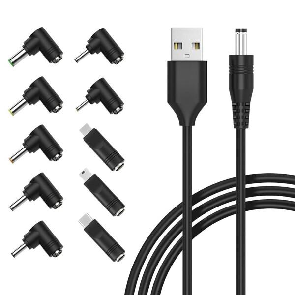 5V 3A usbからdcプラグ変換ケーブル 10種類 セット USB to DCケーブル 1.5m dc 変換コネクタ 外径5.5mm 内径2.1mm DCジャック（5.5x2.5、4.8x1.7、4.0x1.7、4.0*1.35mm、3...