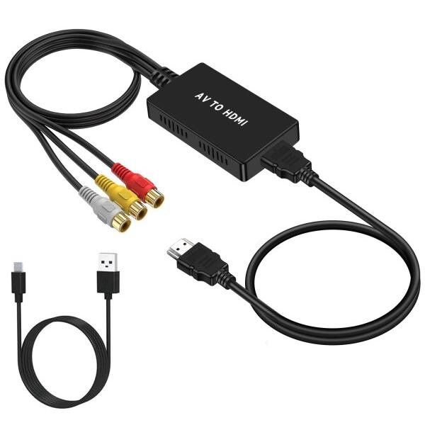 RCA to HDMI 変換コンバーター AVコンポジット to hdmi変換アダプター 3色端子 hdm-i 変換コンバータ 古いゲーム機（PS1、PS2、SNES、Wii、N64、B-0-X ）古いレコーダー(VCR、VHS、DVD)な...