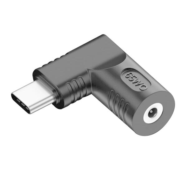 CYアダプターDC 20 Vジャック2.5 x 0.7 mm入力USB-C Type-C出力90度直角電源プラグ充電アダプター65 W商品コード：49081142874型番：HX-UC-211-RI-2507MMカラー：Black 2507...