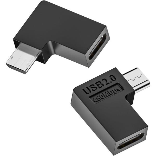 YFFSFDC USB-C to Micro-USB 変換アダプターL字 USB Cメス to Micro USBオス PD 10W (5V2A)急速充電 480Mbpsデータ転送Xperia、Galaxy S7 Edge、Nexus ワイ...