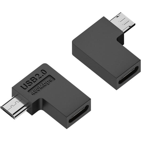 YFFSFDC USB-C to Micro-USB 変換アダプターL字 USB Cメス to Micro USBオス PD 10W (5V2A)急速充電 480Mbpsデータ転送Xperia、Galaxy S7 Edge、Nexus ワイ...