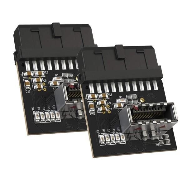 LINKUP（2本セット）USB 3.0 （3.2 Gen 1）タイプCパネル取り付けアダプター用内蔵IDC 20ピンマザーボードヘッダーto A-キー（タイプE）20ピン メス変換器商品コード：49081142915型番：ADP-U3ID...