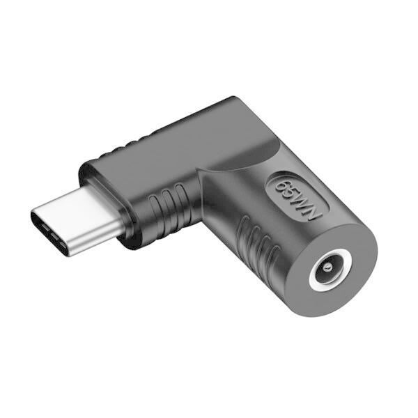 CYアダプタDC 20 Vジャック3.5 x 1.3 mm入力USB-C Type-C出力90度直角電源プラグ充電アダプタ65 W商品コード：49081142924型番：HX-UC-211-RI-3513MMカラー：Black 3513MM...