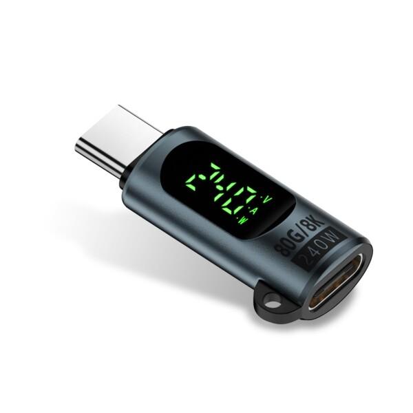 Duttek USB C 延長アダプタ240W 超高速充電, 80Gbps USB Type-c 延長アダプタ, USB-C オス メス延長コネクタ 8K 60Hz HD映像信号伝送, PC/MacBook/スマホ/スレート/Switch対...