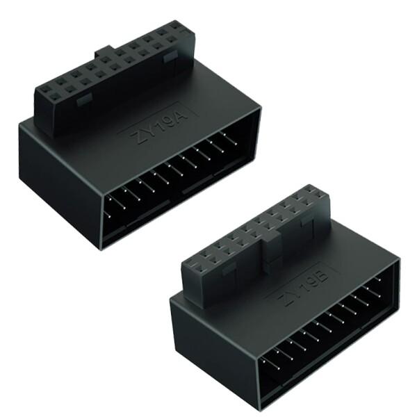 Poyiccot USB 3.0 19pin マザーボード アダプター、上向キ/下向キ 90度角度変更マザーボード内部ヘッダー 19 ピンアダプタ、USB オス - メス19pin ソケット配線 直角 アダプター デスクトップボード対応商品...
