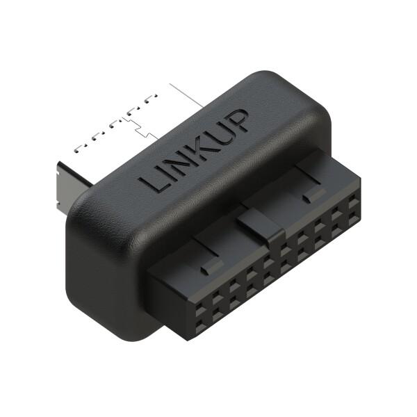 LINKUP - USB-Cフロントパネルアダプター - マザーボード 3.0/3.1 IDC20 19ピンヘッダーをType-C（Aキー）に変換 - すべてのUSB-Cデバイスに最適 - 頑丈な構造で耐久性と長寿命を実現 - 1個入り商品...