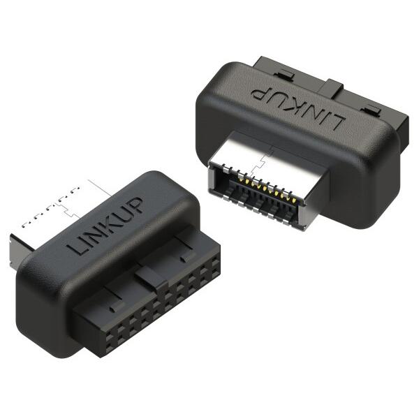 LINKUP - USB-Cフロントパネルアダプター - マザーボード 3.0/3.1 IDC20 19ピンヘッダーをType-C（Aキー）に変換 - すべてのUSB-Cデバイスに最適 - 頑丈な構造で耐久性と長寿命を実現 - 2個入り商品...