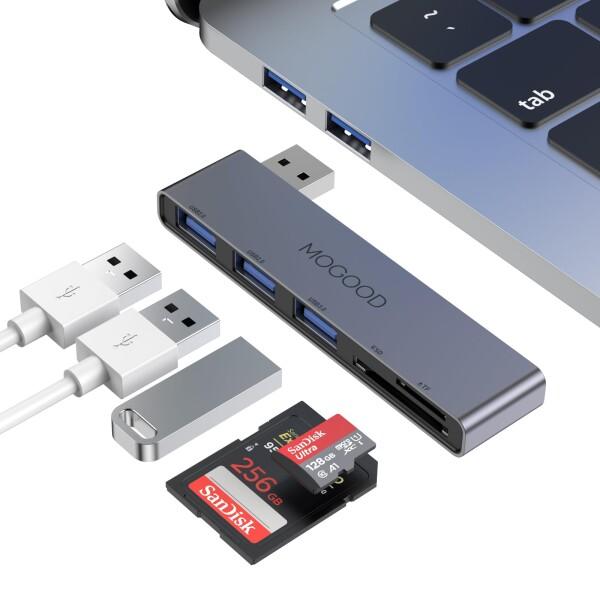 MOGOOD USBハブ 5-in-1マルチポート USBアダプタ拡張ベース 1×USB 3.0、2×USB 2.0、SD/TFカードリーダー付き、ノートパソコン、キーボード、マウス、MacBook Air、Mac Pro、iMac、Sur...