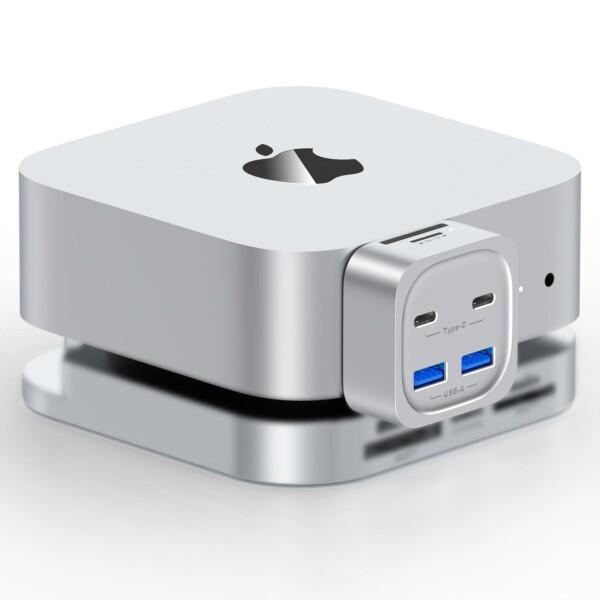 Mac mini M4 ハブ、6-in-1 フロントアクセスドッキングステーション、Mac mini M4 アクセサリ（4× USB3.2 10Gbps（USB-C &amp; USB-A）、SD/TF 3.0 カードリーダー）、クリエイタ...