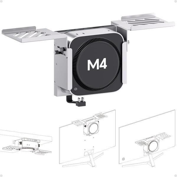 PULWTOP USB C ハブ ドッキングステーション Mac Mini M4/M4 Pro 2024 &amp; VESAマウント対応、Mac Mini M4 ハブ (8TB NVMe SSD エンクロージャ付き)、スタンドドック (S...