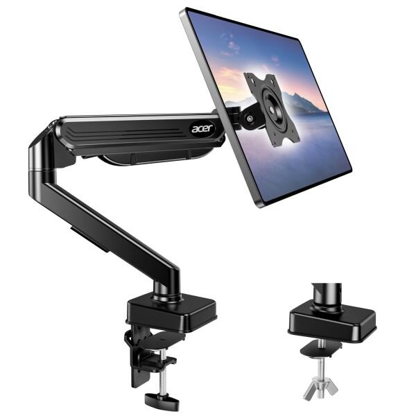Acer モニターアーム シングルPCモニタースタンド ガススプリング式 耐荷重2.2〜9kg VESAマウント VESA 75x75mm 100x100mm グロメット式・クランプ式もにたーあーむ 1画面 アルミニウム合金製 上下左右の角...