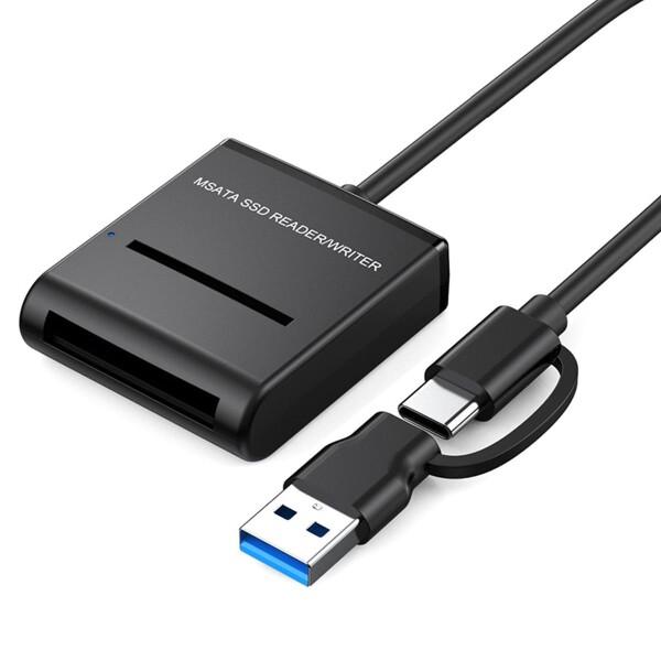 CY アダプタ USB 3.0 USB-C Type-C Type-A デュアルコネクタから MSATA SSD ドッキング外部ケーブルエンクロージャ 5Gbps商品コード：49081143434型番：UC-015-MS-HXカラー：ブラッ...