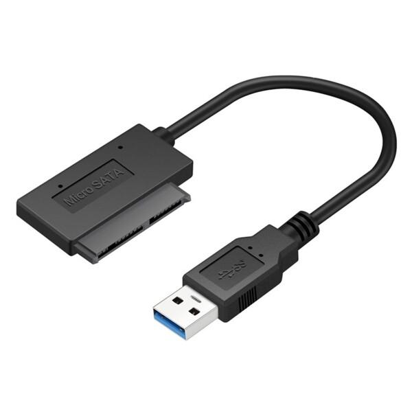 USB 3.0 Type-A to SATA 7+9 16Pin Micro SATA 1.8インチ Solide ディスクドライブ SSD アダプタケーブル 5Gbps 90 度角度コネクタ商品コード：49081143435型番：U3-0...