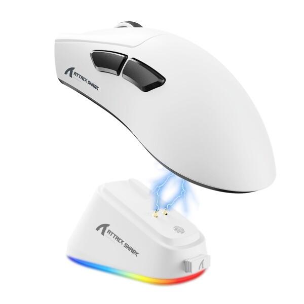 ATTACK SHARK V3PRO ゲーミングマウス 3モードワイヤレス/ 有線/2.4G接続 65g軽量マウス PAW3311センサー BK52820 MCU 右利き用カーブド RGBマグネット充電スタンド エルゴノミクス設計DPI25...