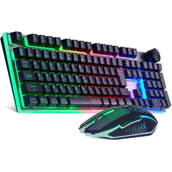 ワイヤレスゲーミングLEDキーボードマウスセット 109キーノッブドバックライト音量調節 RGB 無線 充電式 19キー防衝突 日本語配列 4段階DPI ps5 ps4 PC/Windows/Mac対応 日本語説明書付きCHONCHOW G...