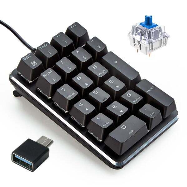 Levieny メカニカルテンキー ブルースイッチ（青軸） (有線/USB Type-C両対応) クリック音とカチッとした打鍵感 21キー データ入力 金融 会? レジ業務に最適 5000万回耐久 タイピング快感 Windows/macOS...