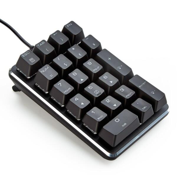 テンキーボード メカニカル式 有線 テンキーパッド 21キーテンキー バックライト 5000万回高耐久 USB接続 ブラックWindows 対応(茶軸)商品コード：490811437091.機械数値キーパッド 21キー設計、人間工学に基づい...
