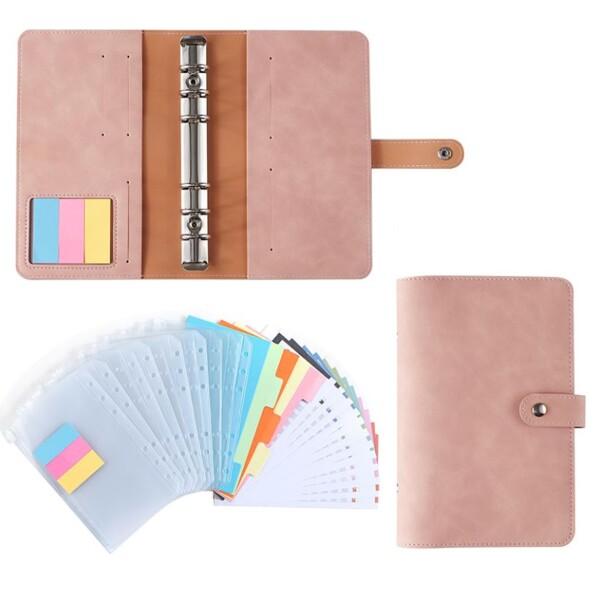 REYLNXR 200 枚収納可能 貯金バインダー ファイル 貯金手帳 PU 多機能収納 財布機能 メモシート付き ポータブル 持ち運び可能 クレジットカード・コイン・領収書収納 財務管理 男女兼用 ギフト（薄ピンク色）商品コード：4908...