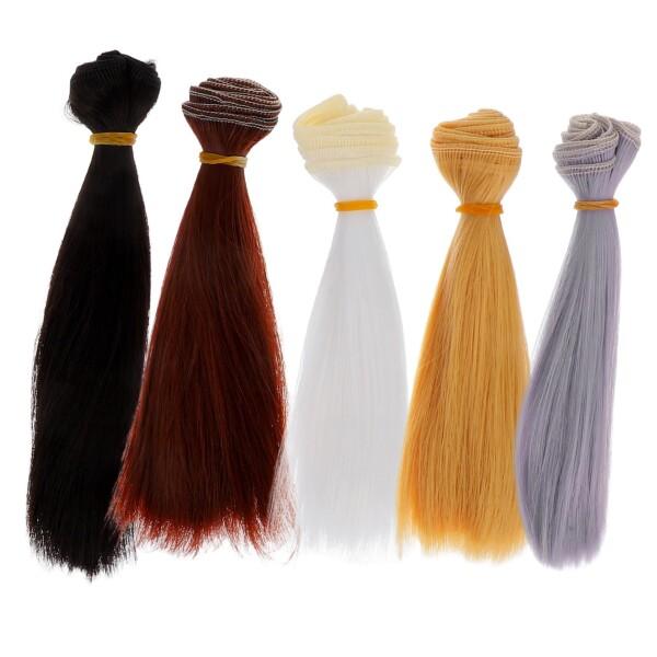 PLAFOPE 5個セット 人形用ストレートウィッグ 合成プラスチック製 ドールヘアアレンジ 着脱簡単 Diy多様ヘアスタイル ままごと遊びや人形製作に適用商品コード：49081144048ファッショナブルなストレートヘアウィッグ: 5個セ...