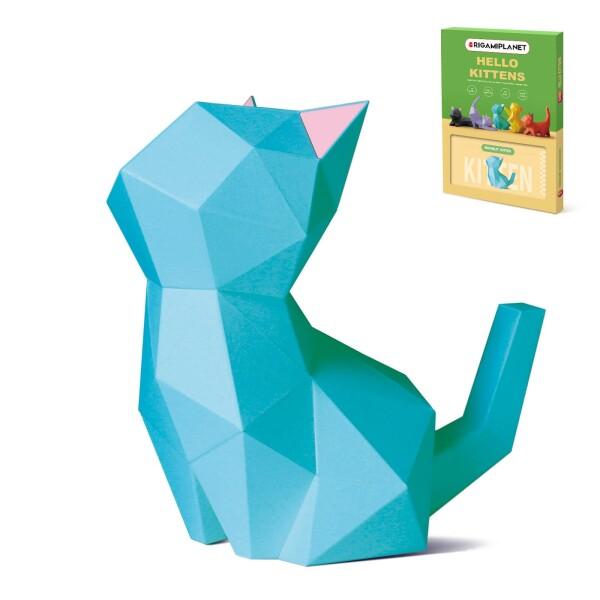 ORIGAMIPLANET 立体折り紙クラフトキット-Moonlit Kitten，猫の紙彫刻 家の装飾アートピース紙の飾り, 3D ペーパーアート 手作りインテリア雑貨，カット済みDIY工作セット 初心者向け , 14歳以上の大人と子供 ...