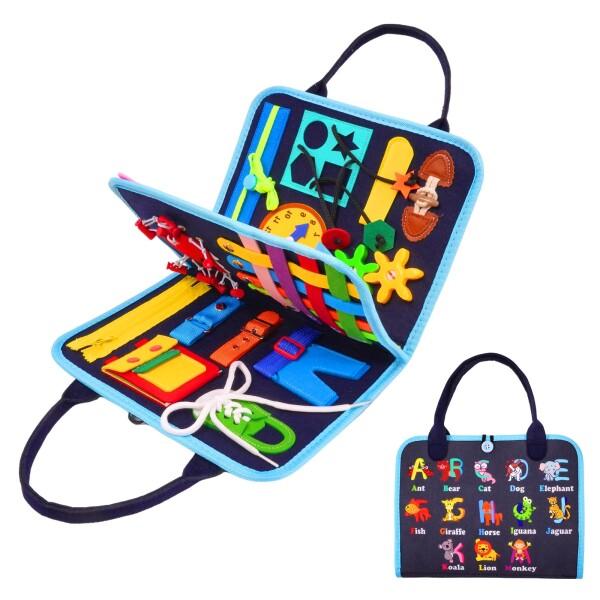 ENLUNTRA ビジーボード 、アルツハイマー療育 グッズ用品、お着替えの練習に 、靴紐結び ボタン 、指先 動かす 、高齢者向け認知症アクティビティ 、感覚ビジーボード 、フィジェットボード 、感覚マット商品コード：4908114516...