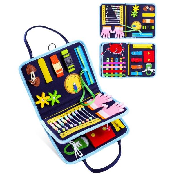 蒙テッソーリ布書おもちゃ 忙しいボード 幼児男女童 ボタン・紐結び・着衣練習 指先鍛錬 生活習慣 幼稚園教具 クリスマスプレゼント商品コード：49081145165型番：JP-KY-Maozhanbanxuexiban【20 + 生活技能練...