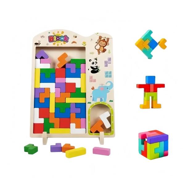 JIAXIN ミニ タングラム 3dパズル ジェンガ 子供向け 知育玩具 小学生 チャチャ パズルゲーム おもちゃ 小学生 立体 木製 面白いおもちゃ 知 ゲーム てとりす ジェンガ 大人向け 脳トレ 3歳-6歳 誕生日プレゼント 積み木 ...