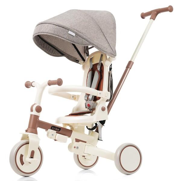 子供用三輪車 7in1 折りたたみ 手押し棒付き 6ヶ月-6歳 座面回転 自転車 超軽量 乗用玩具 誕生日 プレゼント商品コード：49081145623型番：PY-KT002カラー：ブラウン【7 in 1多機能三輪車】6ヶ月から6歳までの異...