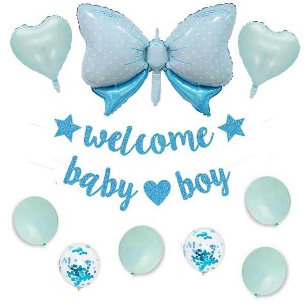 CHENLONB 飾り付け セット ガーランド バルーン 女の子 welcome baby boy ウェルカムベビー 性別発表 誕生祝い パーティー飾り (ブルー/男の子用)商品コード：49081145697型番：POIIUJM690カラー...